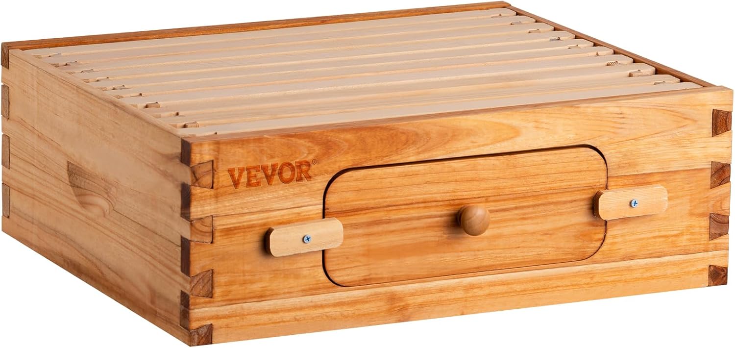 Amazon.com: VEVOR 10 Frame Medium Honey Super Bee Hive Box, Beeswax ...