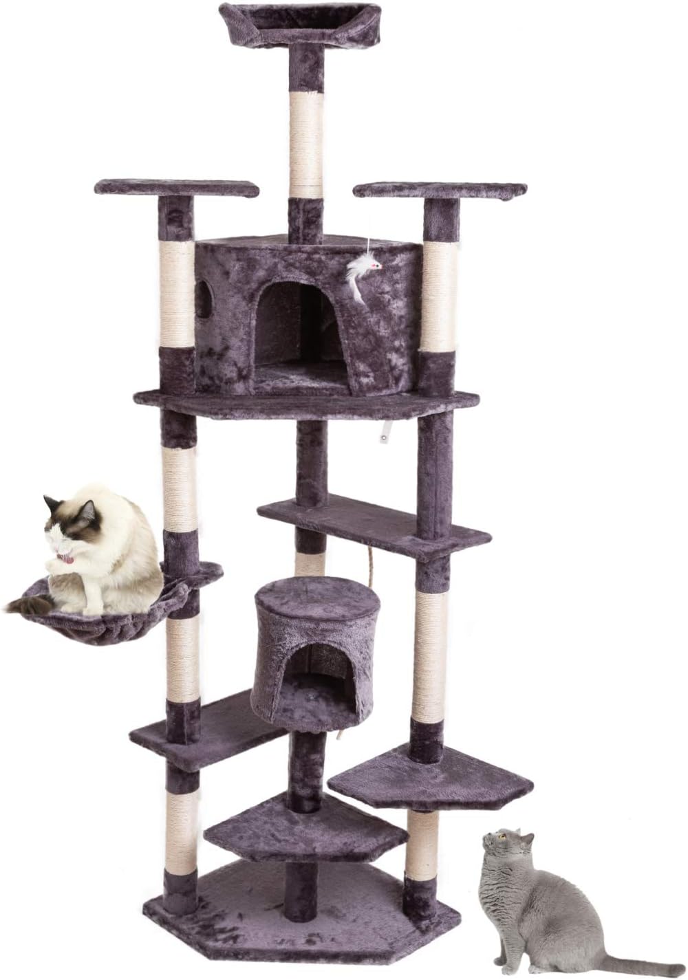 Amazon.com : Guangshuohui 80" Solid Wood Cat Climb Holder,Cute Sisal ...