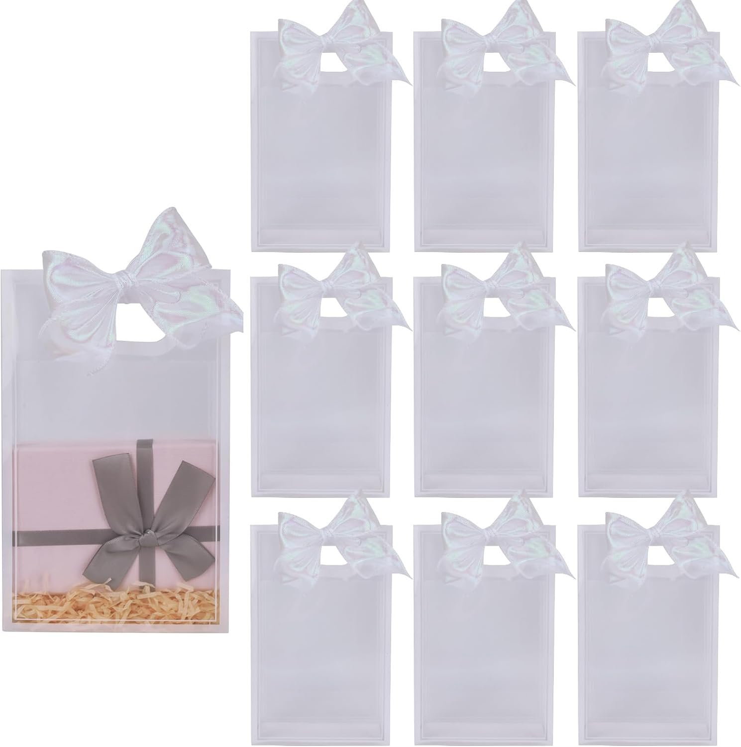 Amazon.com: 10 Pack Clear Gift Bags with Handles Reusable Transparent ...