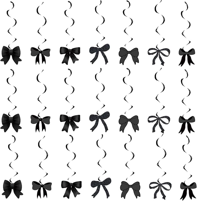 Amazon.com: 42 Pieces Black Bow Decorations for Party, Black and White ...
