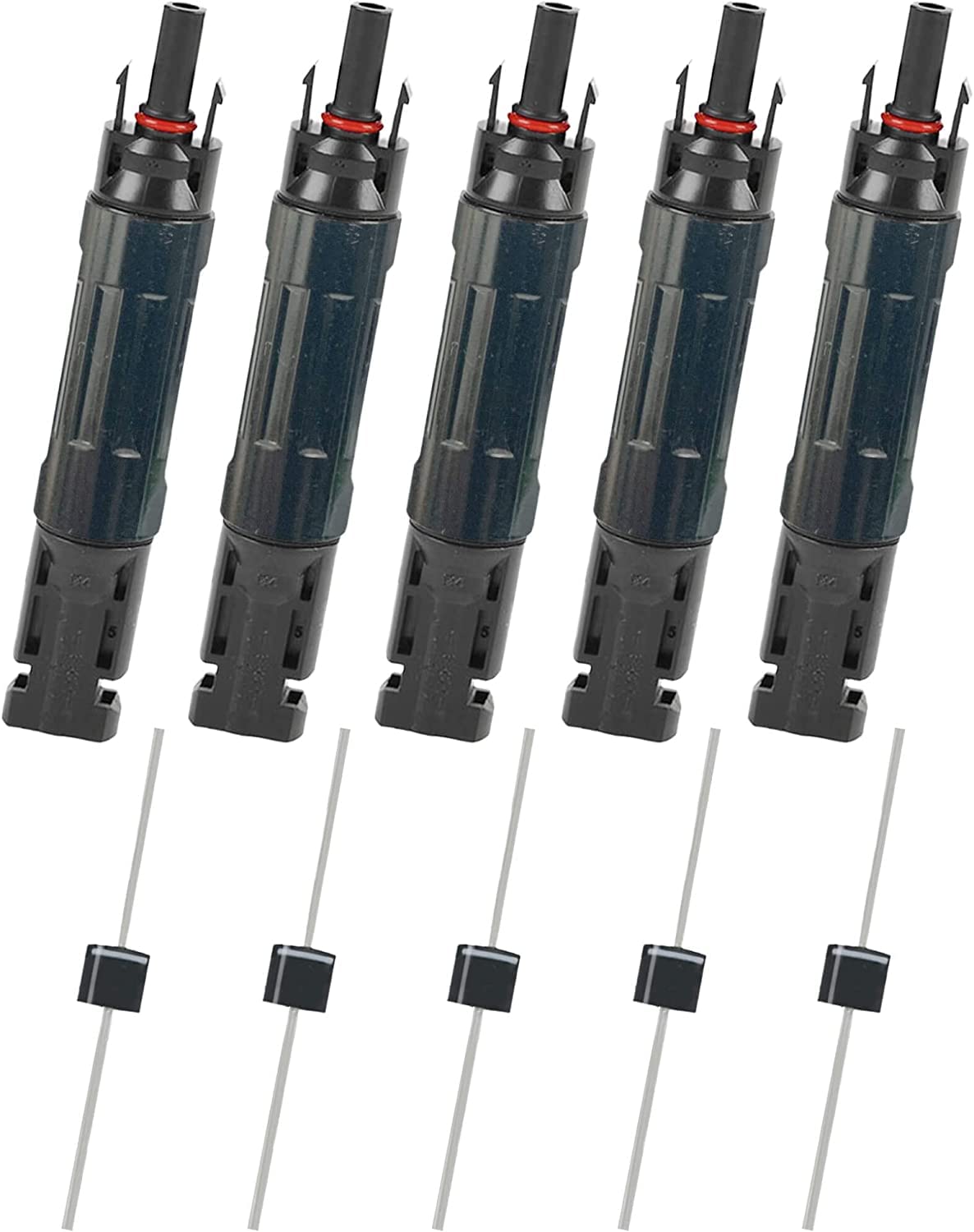 Amazon.com: Jtron 5 PCS PV Solar Panel Connector Male/Female 10A Built ...