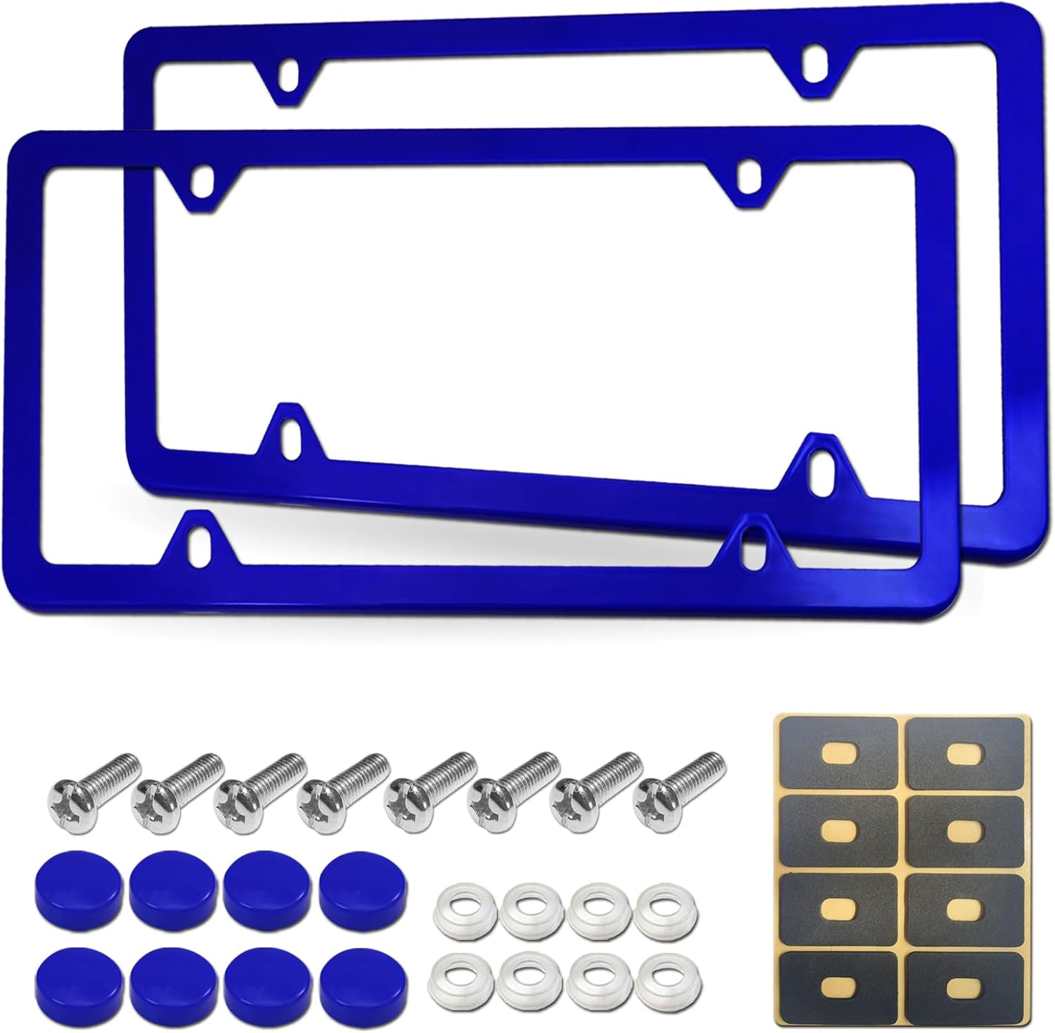 Amazon.com: YoUoY Blue License Plate Frames- Aluminum Front & Rear Car ...