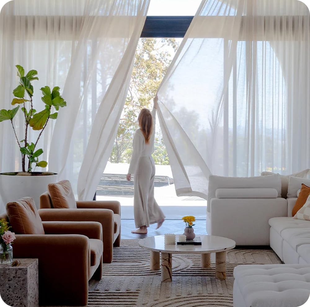 Amazon.com: Go Smart Ripplefold Semi Sheer Linen Curtains Compatible ...
