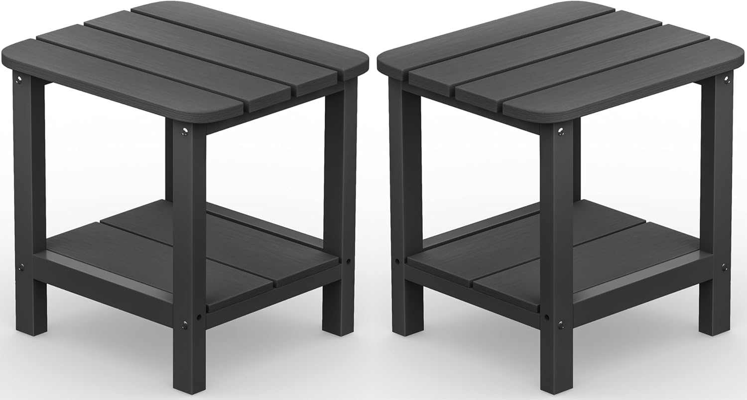 Amazon.com: SERWALL Adirondack Table Set of 2, Outdoor Side Table- Gray ...