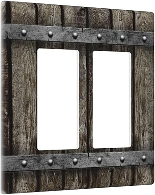 Rustic Gray Wood Print Double Rocker Light Switch Cover Decorative ...
