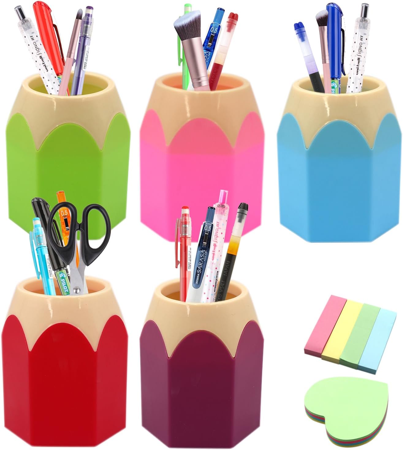 MAINOSHY 5 Pack Pencil Holder Cup, Plastic Pen Vase Pencil Pot Pencil ...