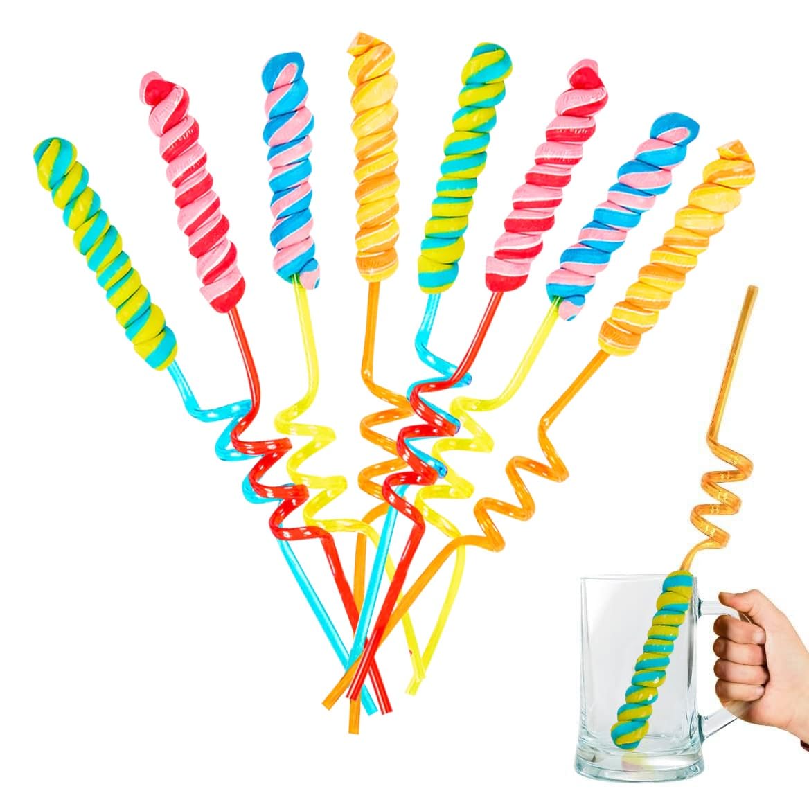 Amazon.com: Multi Colored Candy Crazy Straws Big Lollipops - Colorful ...