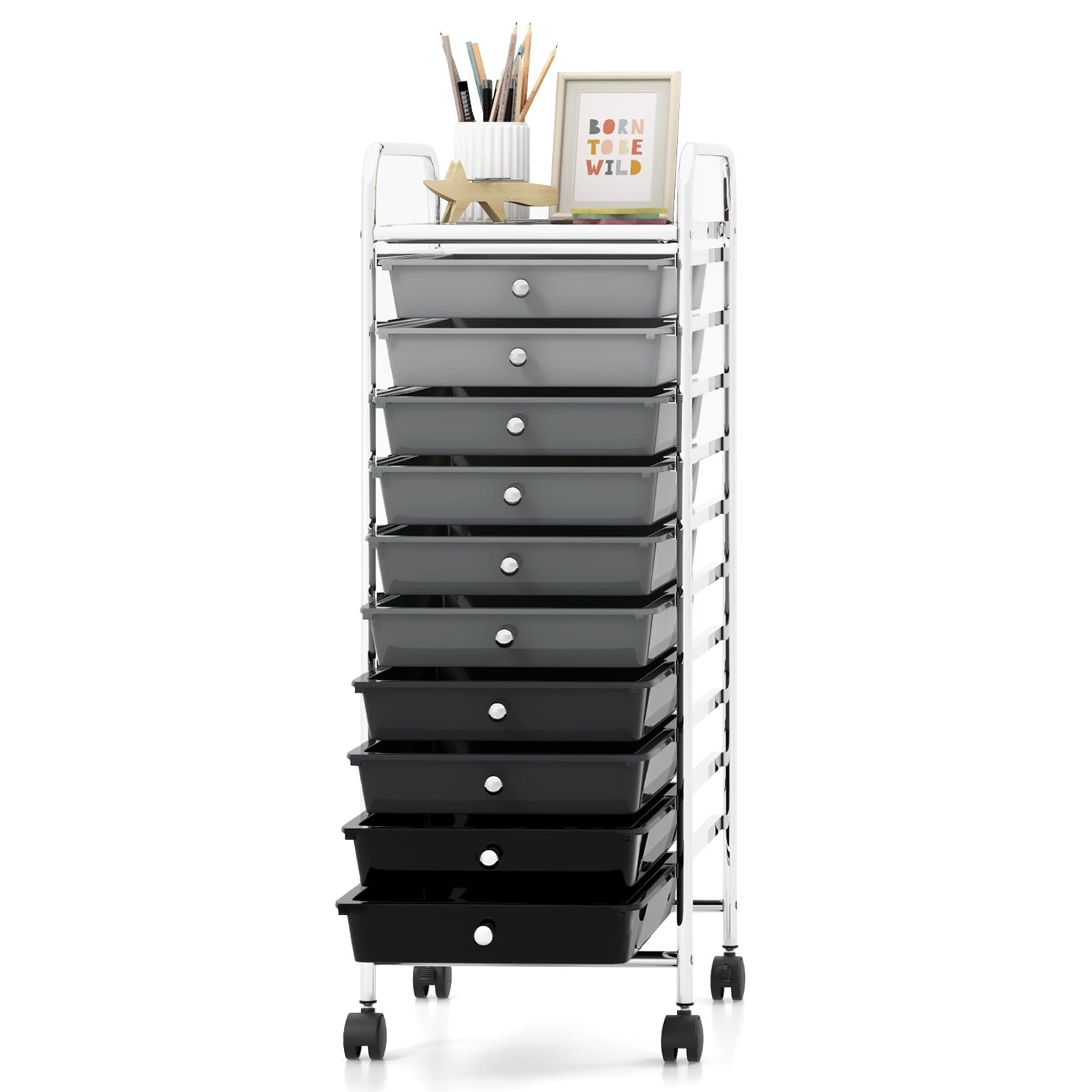 Amazon.com: GOFLAME 10-Drawer Rolling Storage Drawer Cart, Utility Cart ...