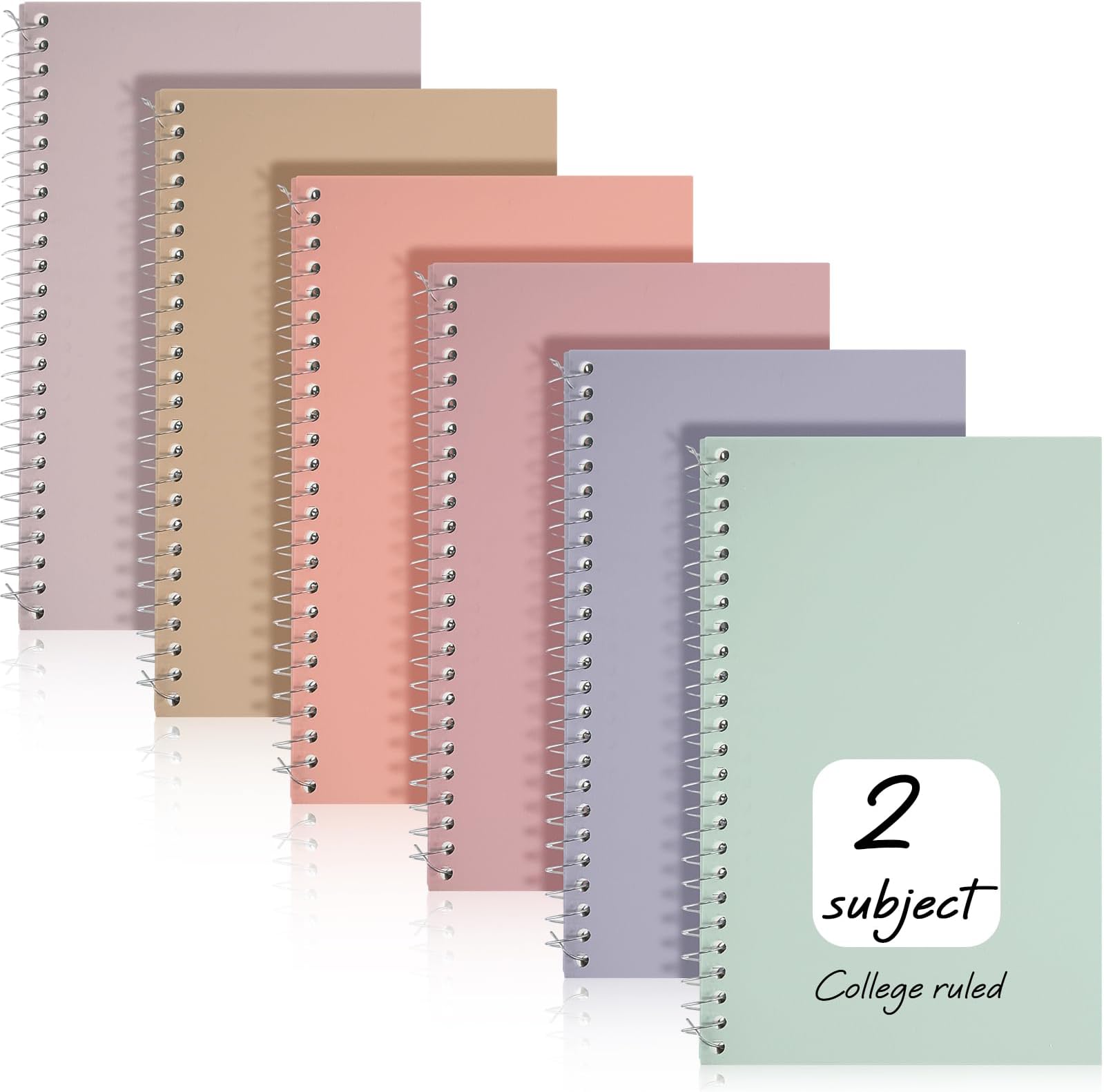 Amazon.com : Teling 6 Pcs 2 Subject Small Spiral Notebook College Ruled ...