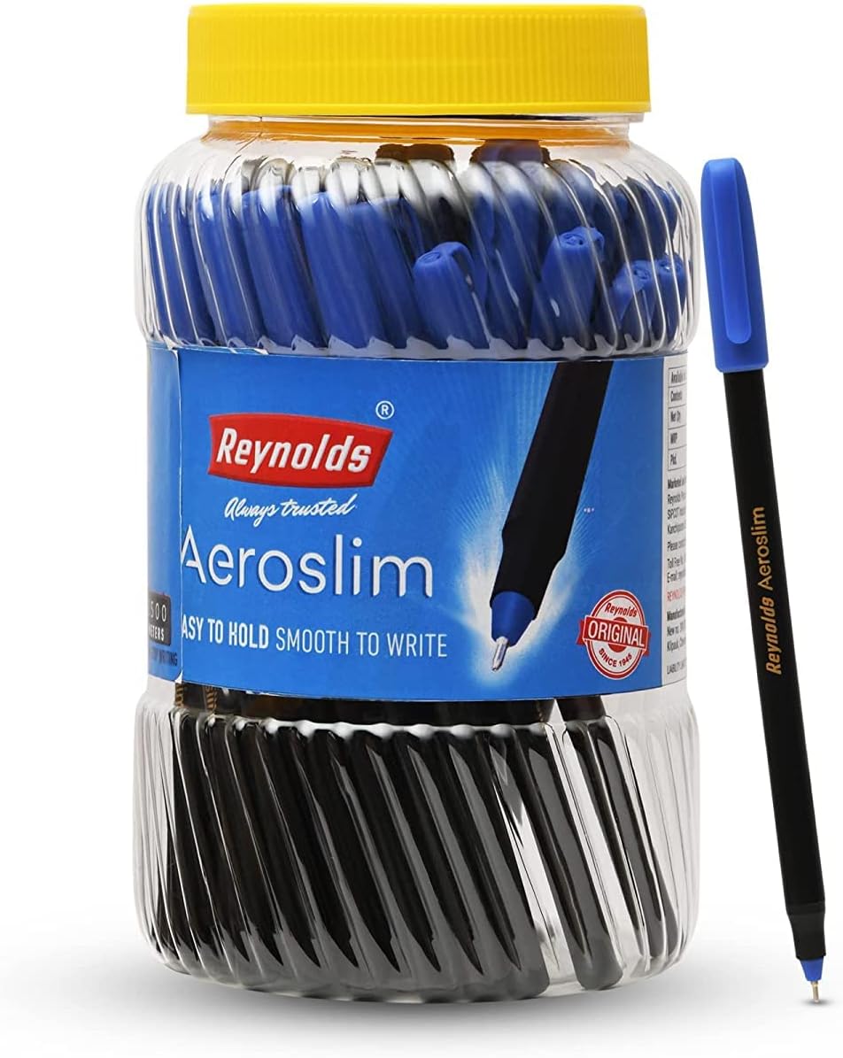 Reynolds AEROSLIM Ball Pen SET - 50 BLUE PENS WITH COMFORTABLE GRIP ...