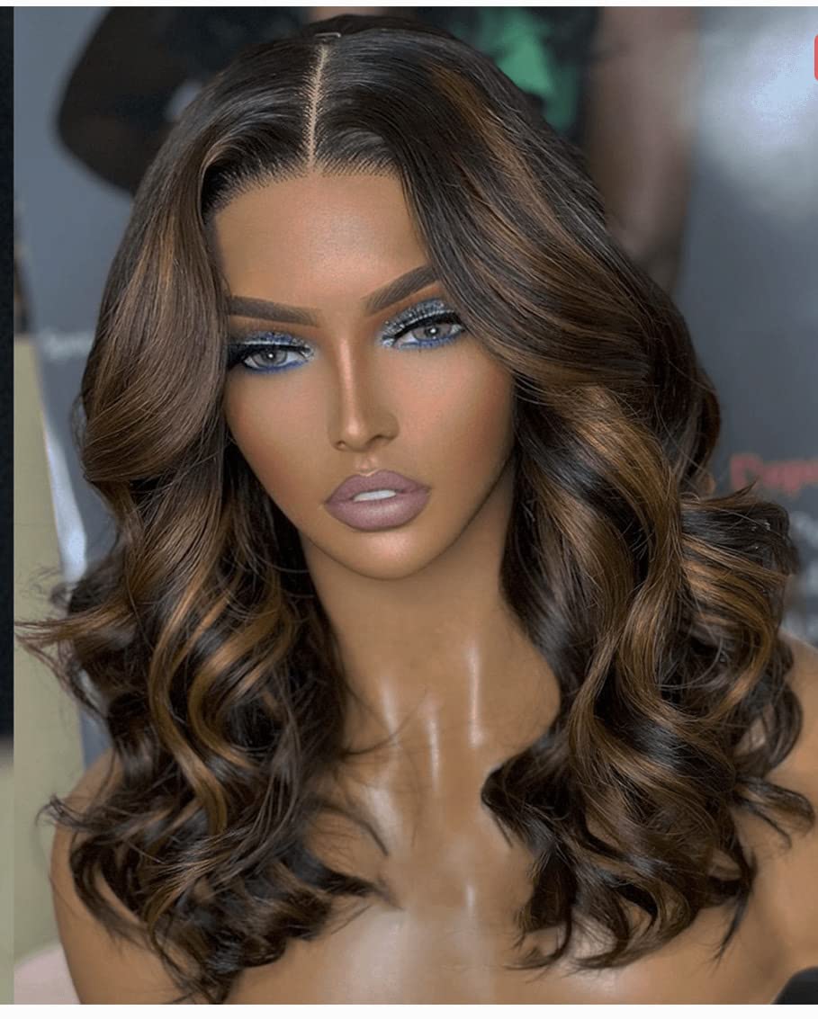 Amazon.com : Balayage Highlight Human Hair Lace Front Wig – 13x4 T-Part ...