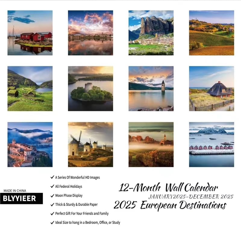Snapklik.com : 2025 Wall Calendar, European Destinations Wall Calendars ...