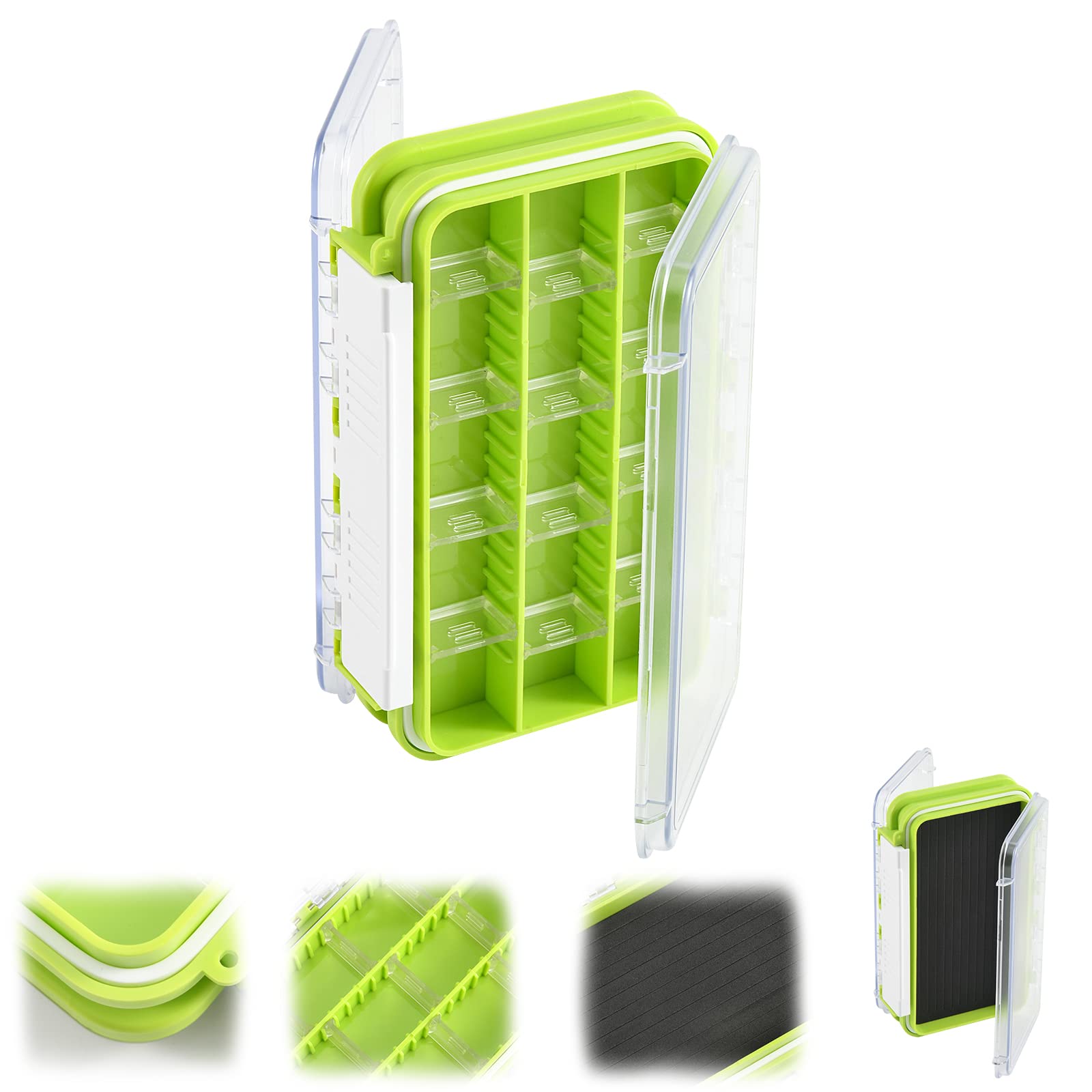 Amazon.com: Goture Fly Fishing Box Double Sided Waterproof Tackle Case ...