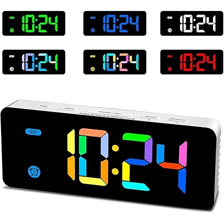 Amazon.com: AMIR Digital Alarm Clock, Rainbow LED Clock for Bedroom ...