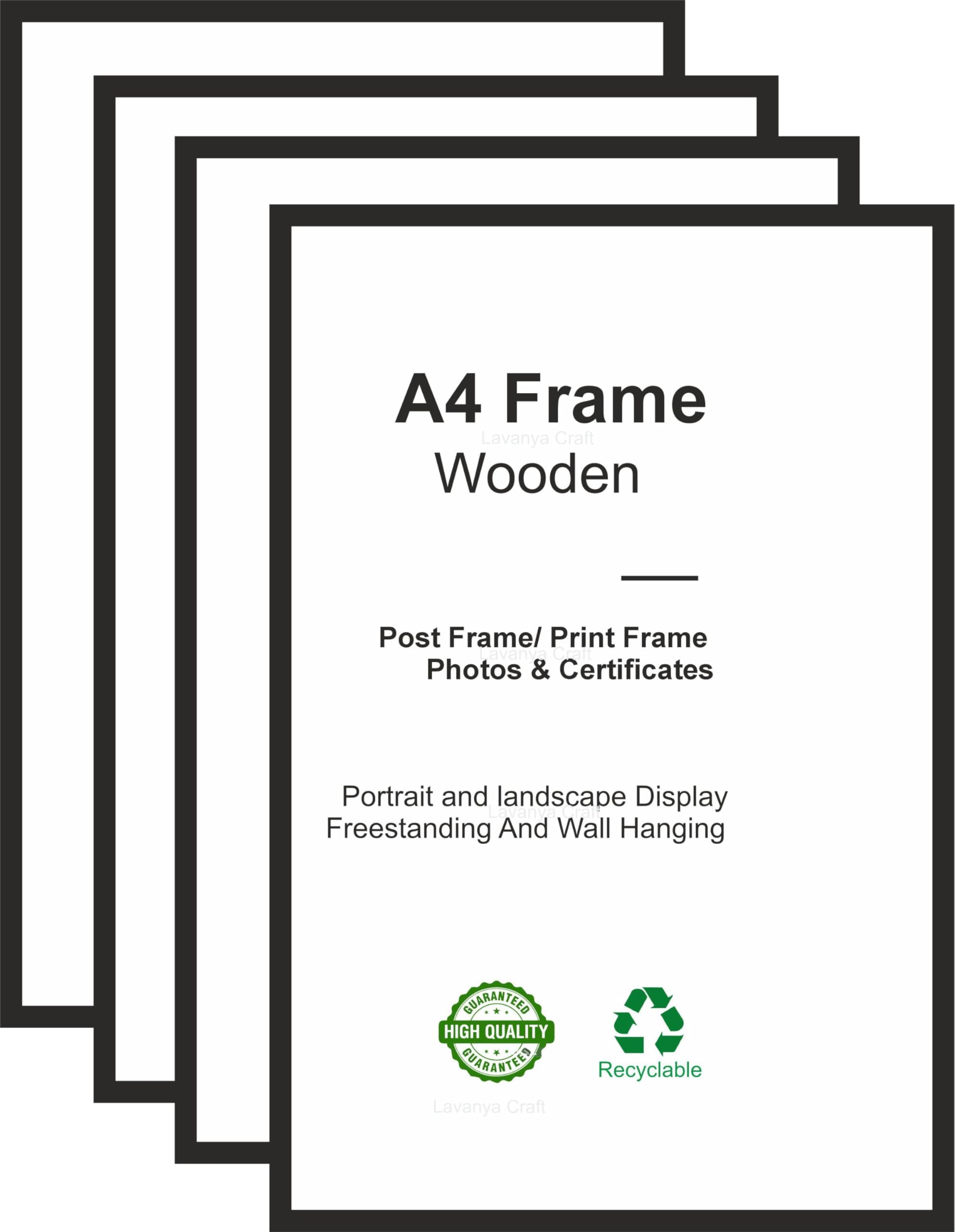 AG Crafts Wood Photo & Document Frames 12 (Size - A4, Black) Wall Mount ...
