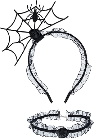 Amazon.com: Vividsun Halloween Spider Web Fasciantor Spider Headband ...