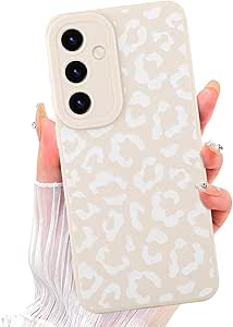 Amazon.com: ZIYE Galaxy S23 FE Case White Leopard Pattern Phone Case with Camera Protection,Soft ...