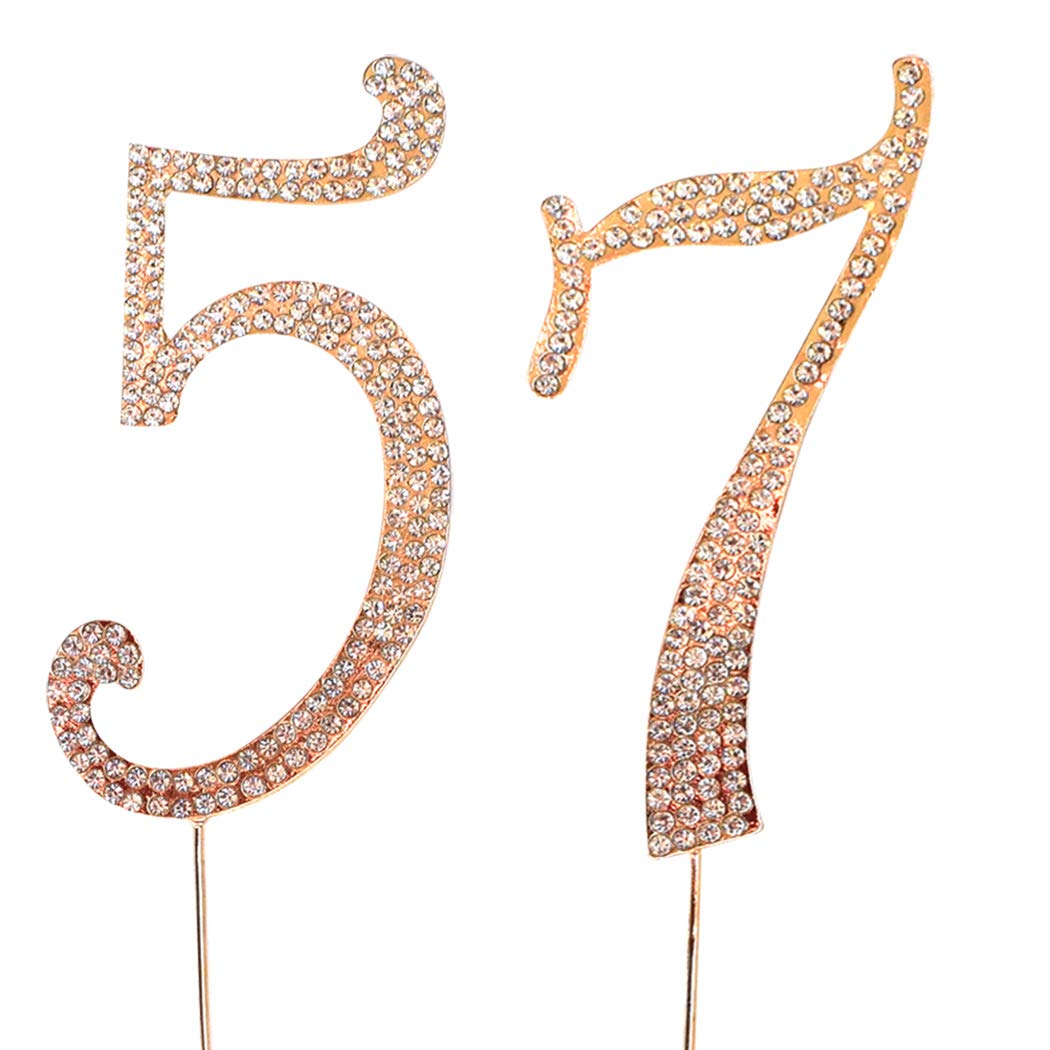 Buy MAGJUCHE Gold 57" Crystal Cake Topper, Number 57 Rhinestones 57th ...