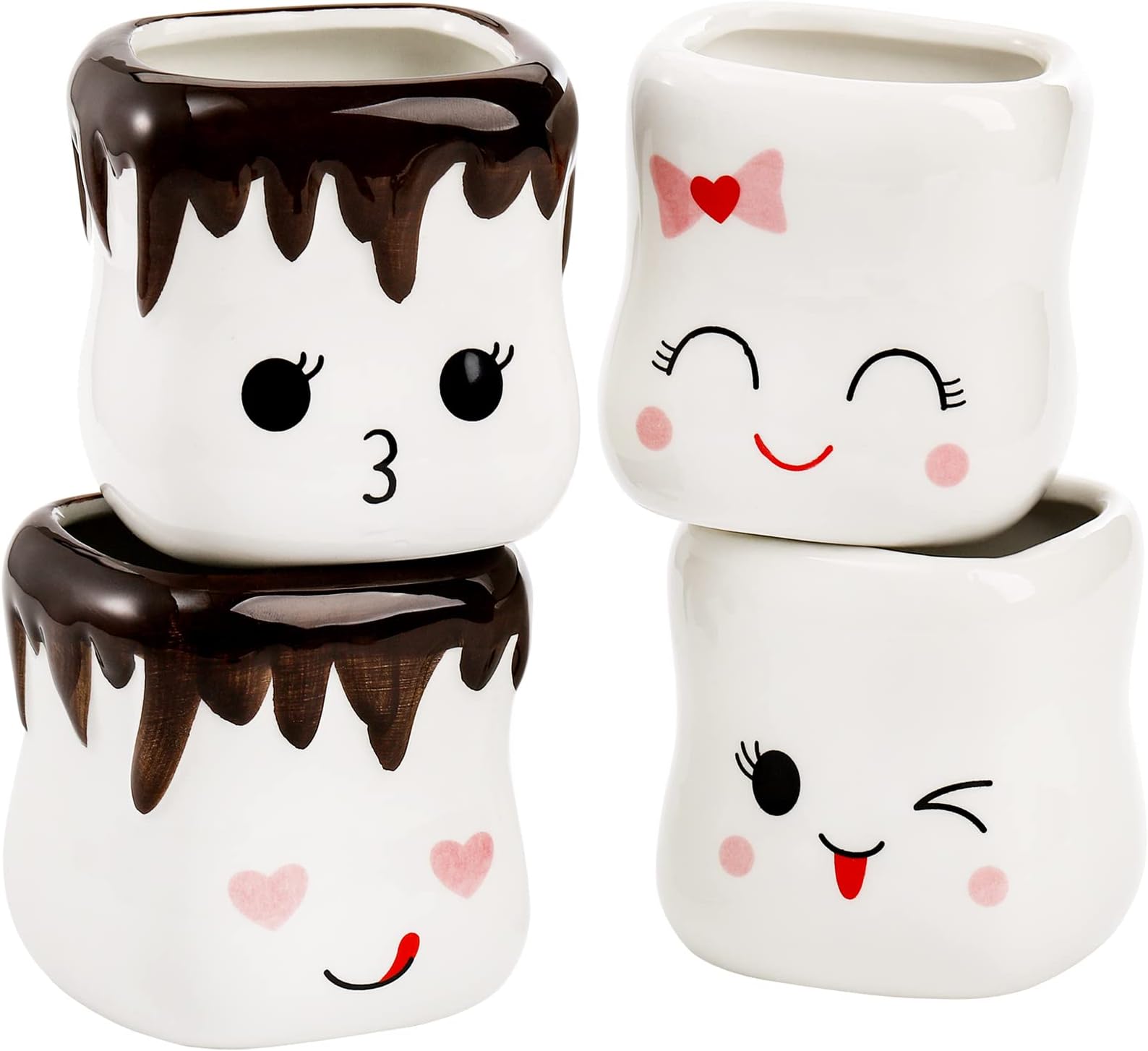 Amazon.com: Marshmallow Mugs Set of 4 with Handle Cute Marshmallow Cups ...