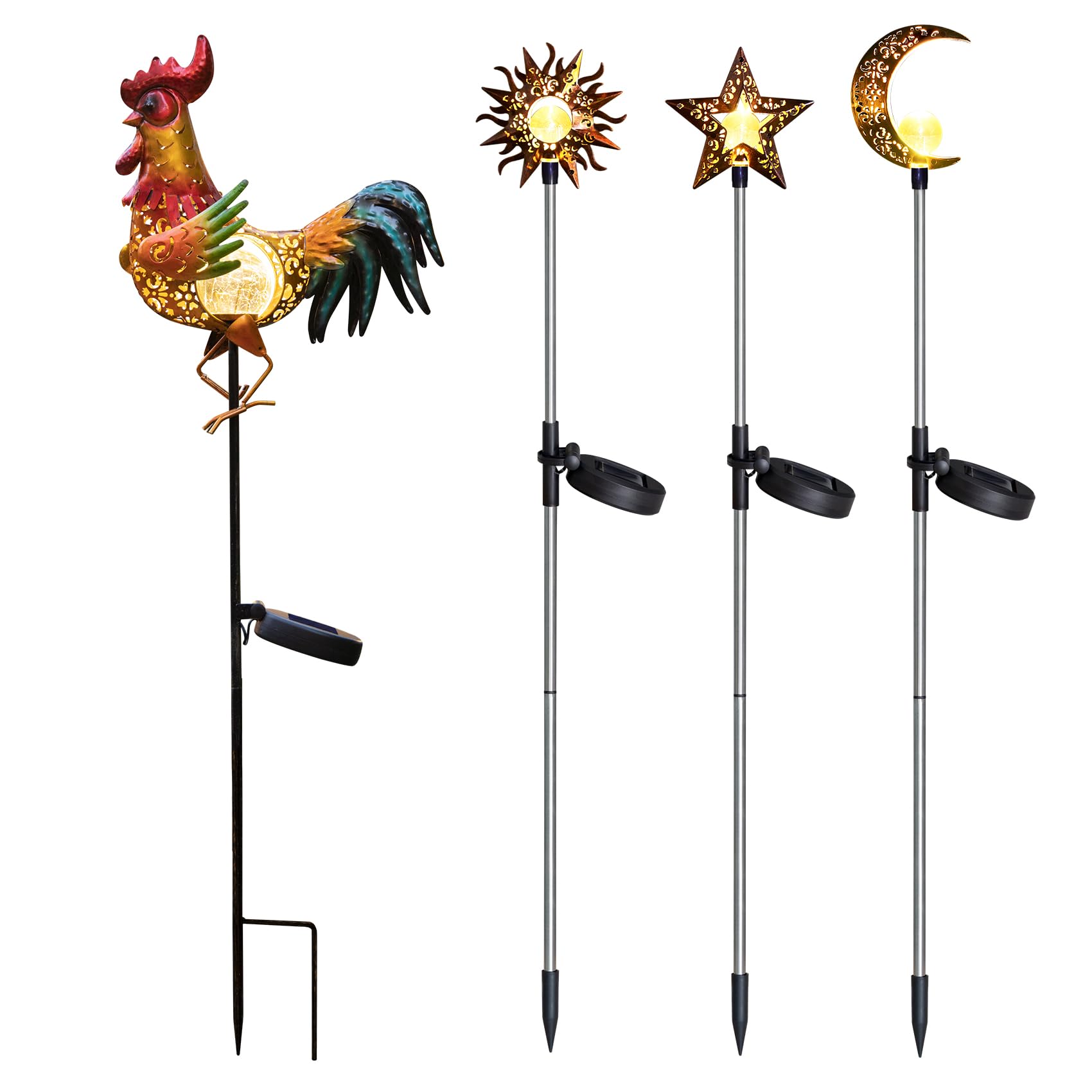 Tryme Solar Lights Outdoor Garden Decor Sun Moon Star Light Chicken ...