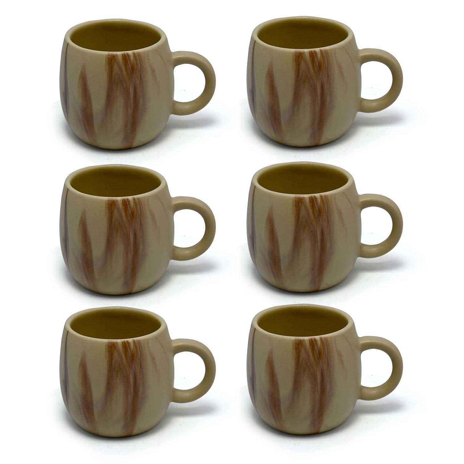 The world creation Handmade Ceramic Tea Cup Set of 6, 150ml, Glossy ...