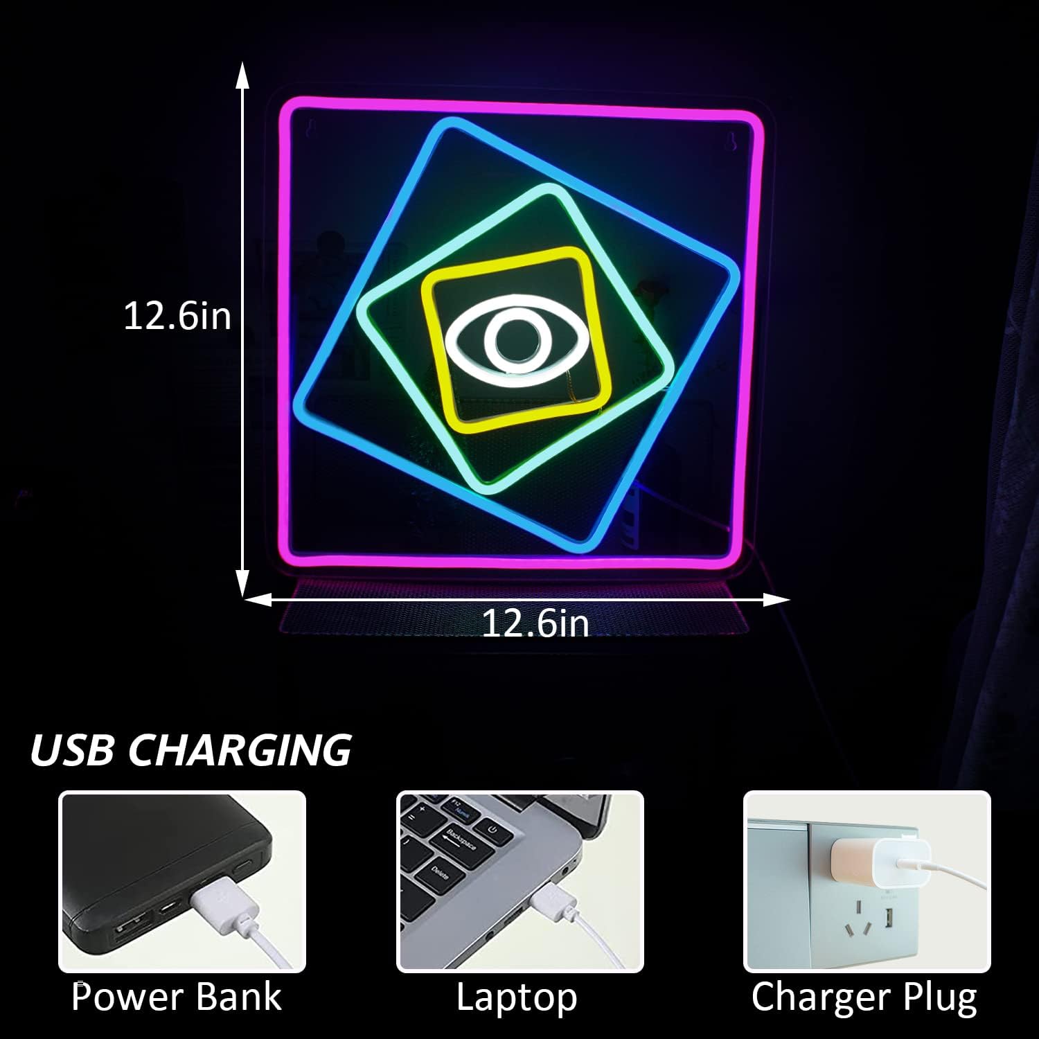 Letrero de neón con forma de ojo con forma de ojo, letrero de neón ...