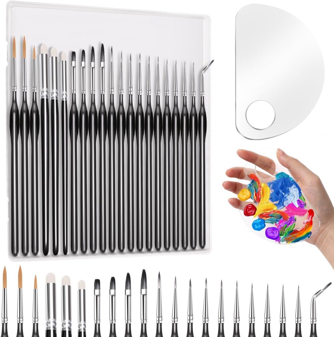 Amazon.com: 21+2PCS Fine Miniature Paint Brushes with 1P Palette and 1P ...