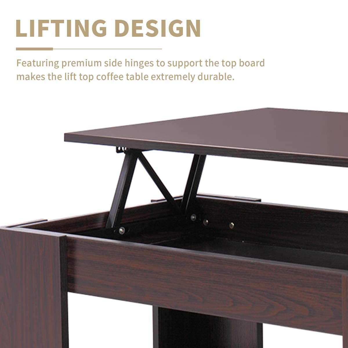 Wood Lift up Top Coffee Table Laptop Desk with Hidden Compartment and ...
