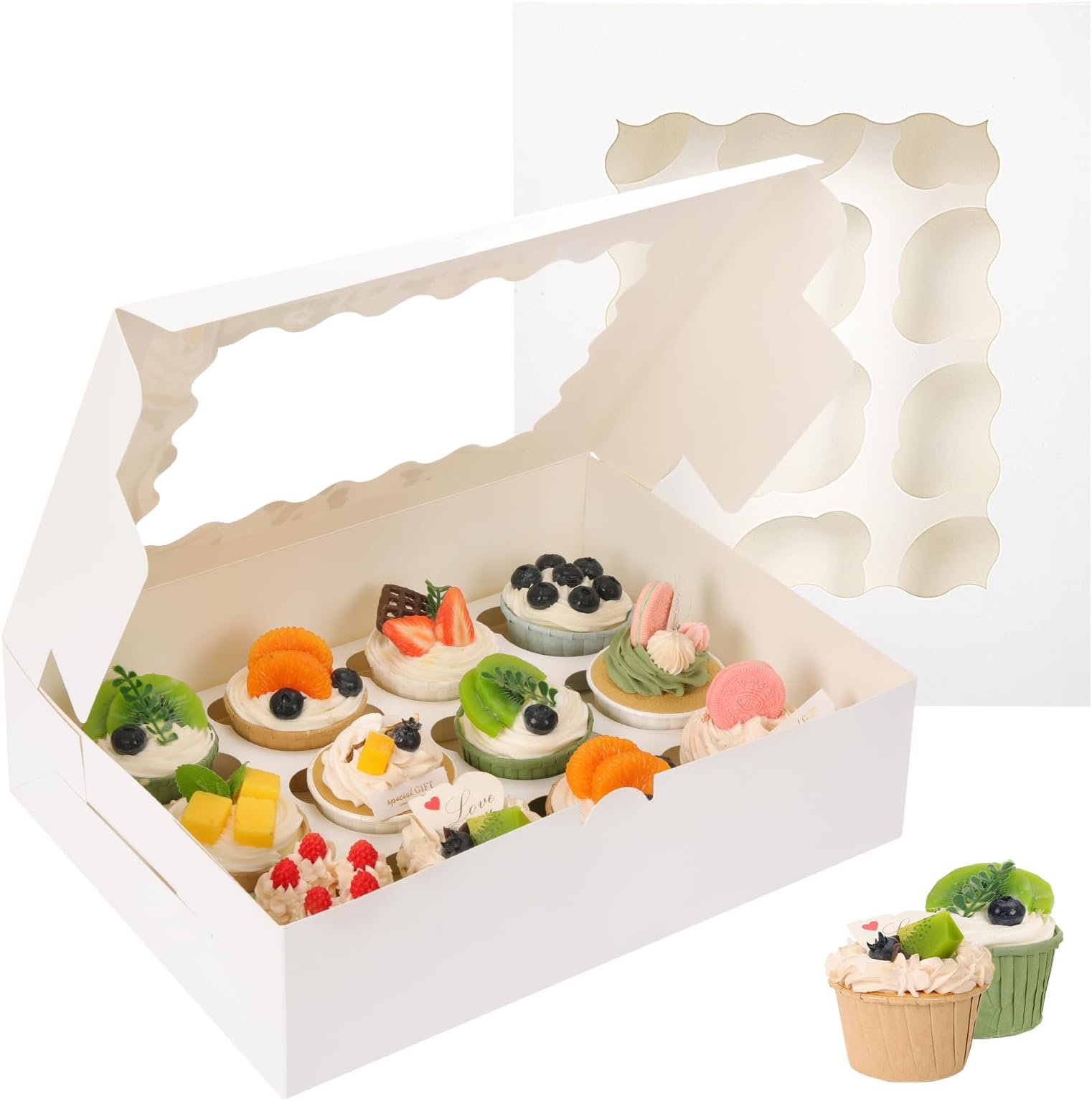 Amazon.com: POPUFUN 16 Sets of 9-Count White Cupcake Boxes with Window ...