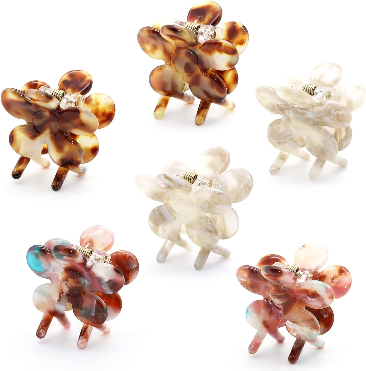 Amazon.com: TANG SONG 4PCS Flower Style Small Metal Hair Claw Clips ...