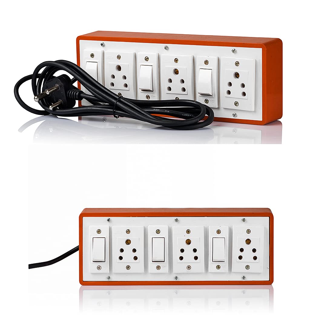Buy HI-PLASST PVC Brown Extension Board 3+3 Multi Outlet Electrical ...