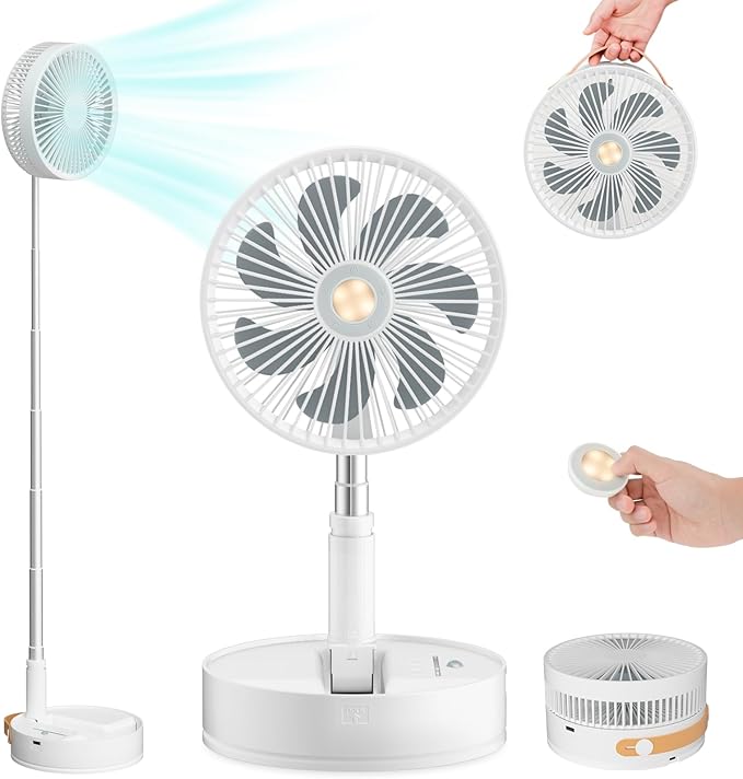 Foldable Portable Fan, Foldaway Desk Fan Oscillating Standing Fan with ...