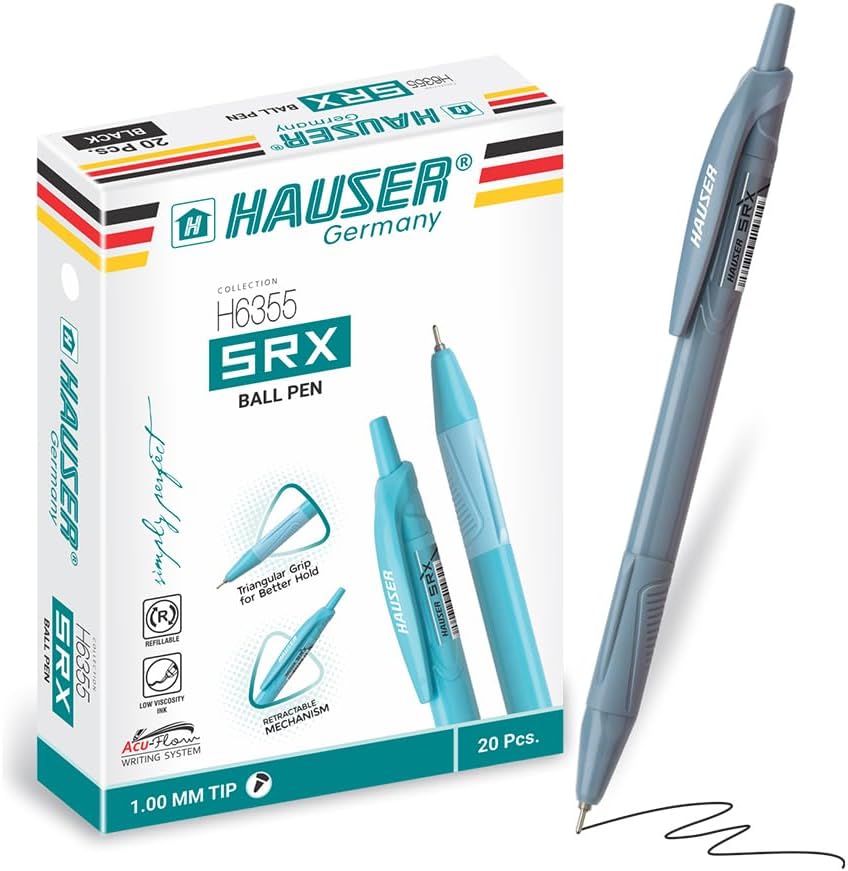 Amazon.com : HAUSER SRX Retractable Black Ballpoint Pens 20 Pc, 1.00 MM ...