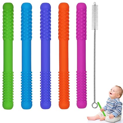 Amazon.com : Hollow Teething Tubes Toys for Babies Girls Boys, 5 Pack ...