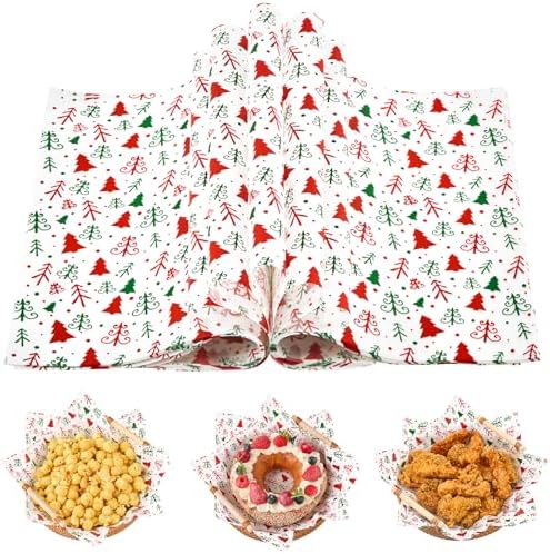 Amazon.com: CLUEWR 100 Sheets Christmas Wax Paper, Christmas Tree ...