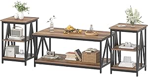 Amazon.com: Bigbiglife Living Room Coffee Table Set of 3, Industrial ...