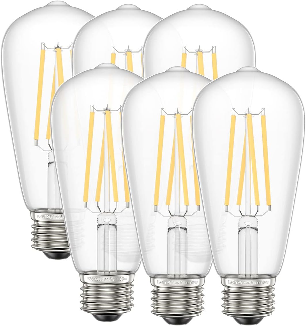 LED Edison Light Bulbs, E26 Vintage LED Light Bulbs 6W, 60 Watt ...