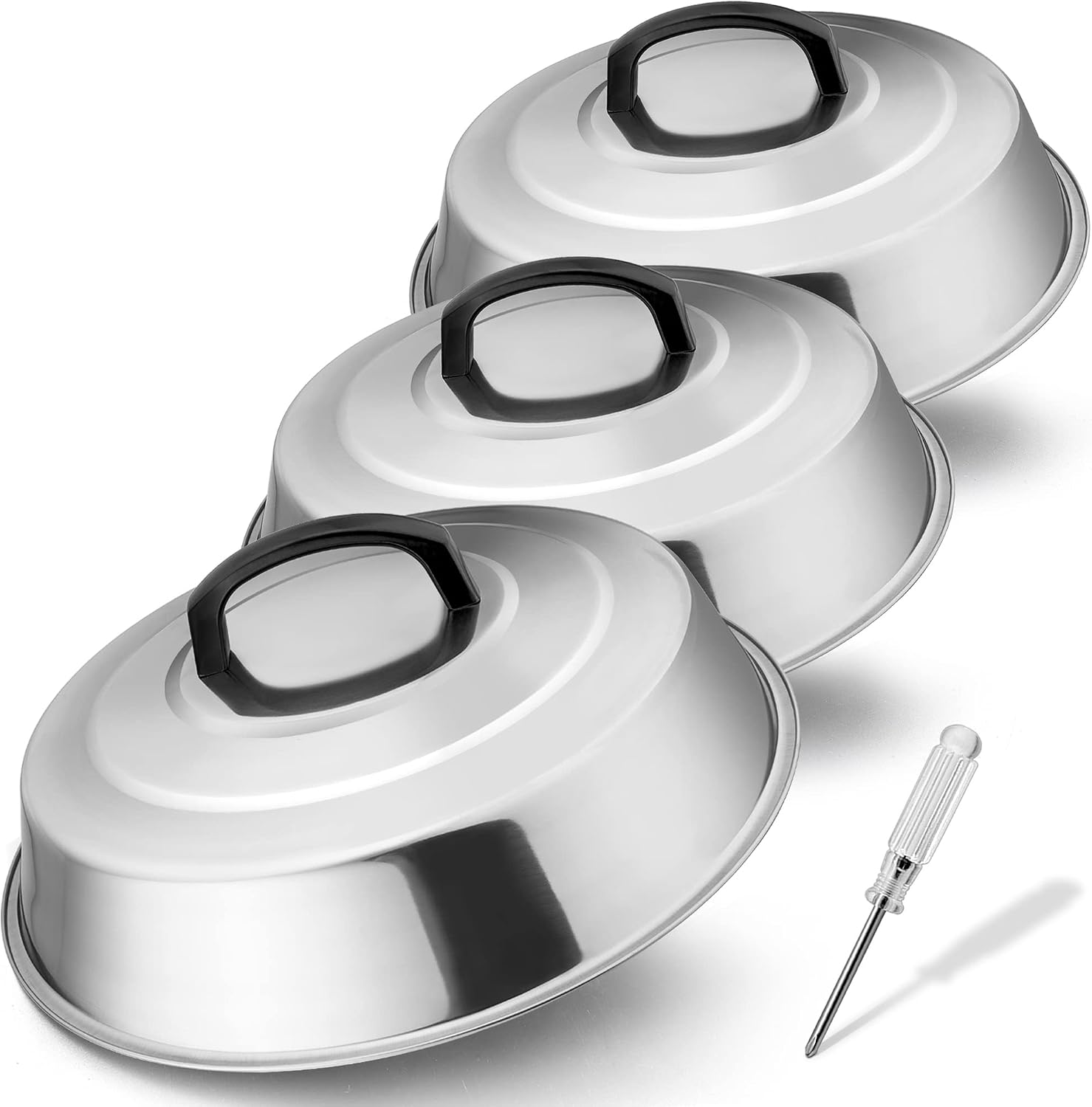 Amazon.com : Cheese Melting Dome Set of 3, Leonyo 12" Metal Steam ...