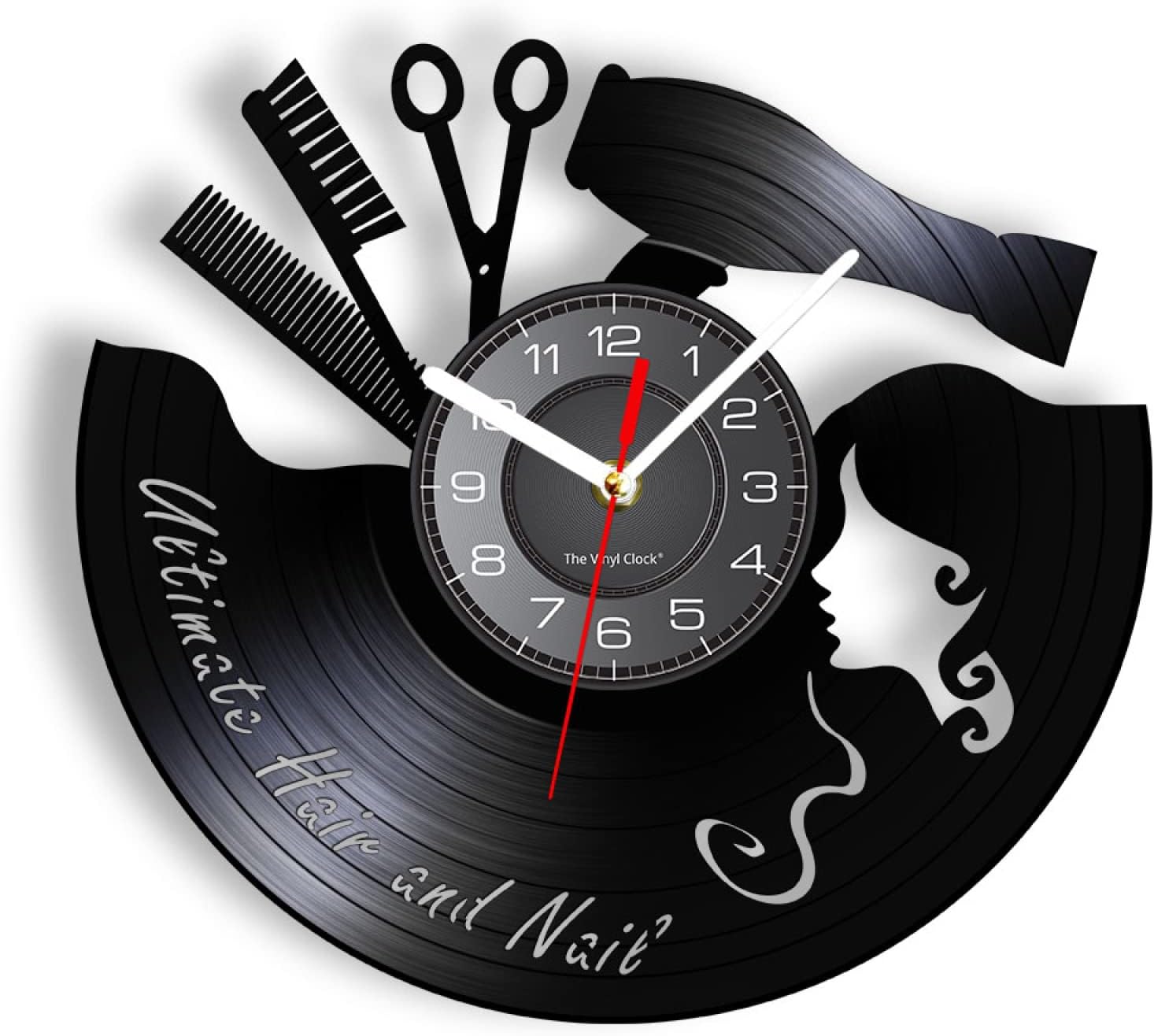 Amazon.com: OTKU 30 cm Wall Clock Comb Scissors Hair Dryer Beauty Salon ...