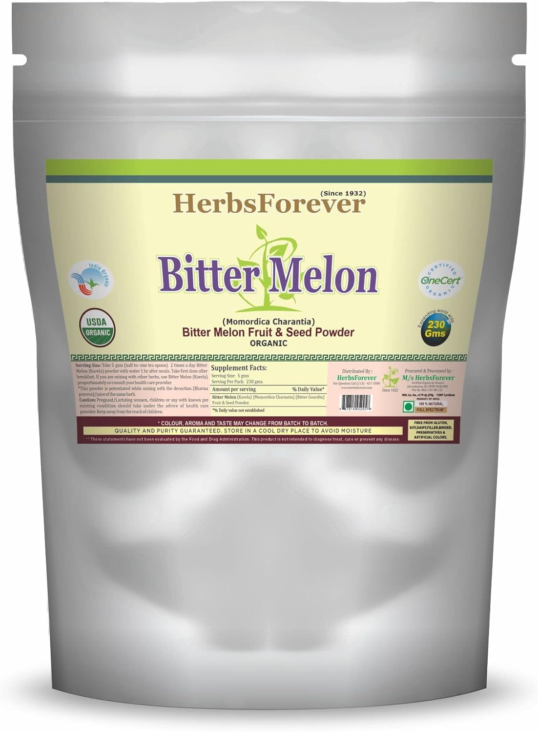 Amazon.com: Herbsforever Bitter Melon Powder – Karela Powder – Natural ...