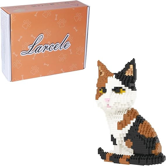 Amazon.com: Larcele Cat Micro Building Blocks Animal Set, DIY Mini 3D ...