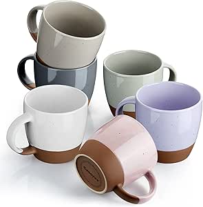 Amazon.com: Ceramic Coffee Mugs Set of 6, Gencywe 16oz Coffee Cups with ...