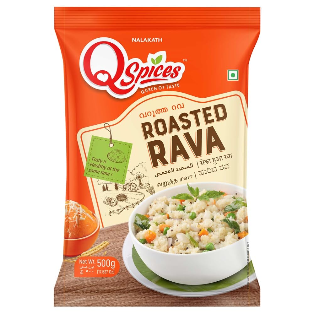 QSpices Roasted Rava 500x2(1kg) | Sooji Uppma Rava |Wheat Sooji |Suji ...