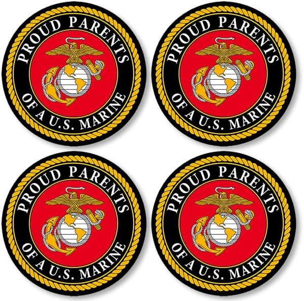 Amazon.com: 4-Pack Small: Round Proud Parents [Plural] of A US Marine ...