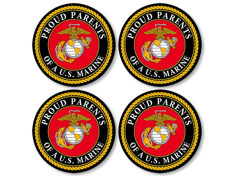 Amazon.com: 4-Pack Small: Round Proud Parents [Plural] of A US Marine ...