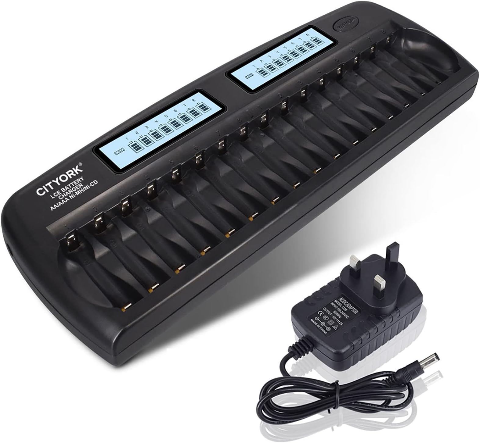 CITYORK 16 Slot Smart Battery Charger Built-in IC Protection for AA/AAA ...