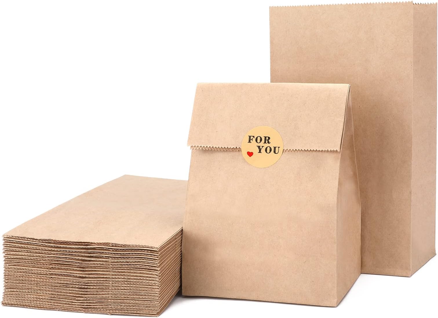 G2PLUS 50 PCS Brown Paper Bags Samll- 9x6x18 CM Kraft Candy Paper Bags ...