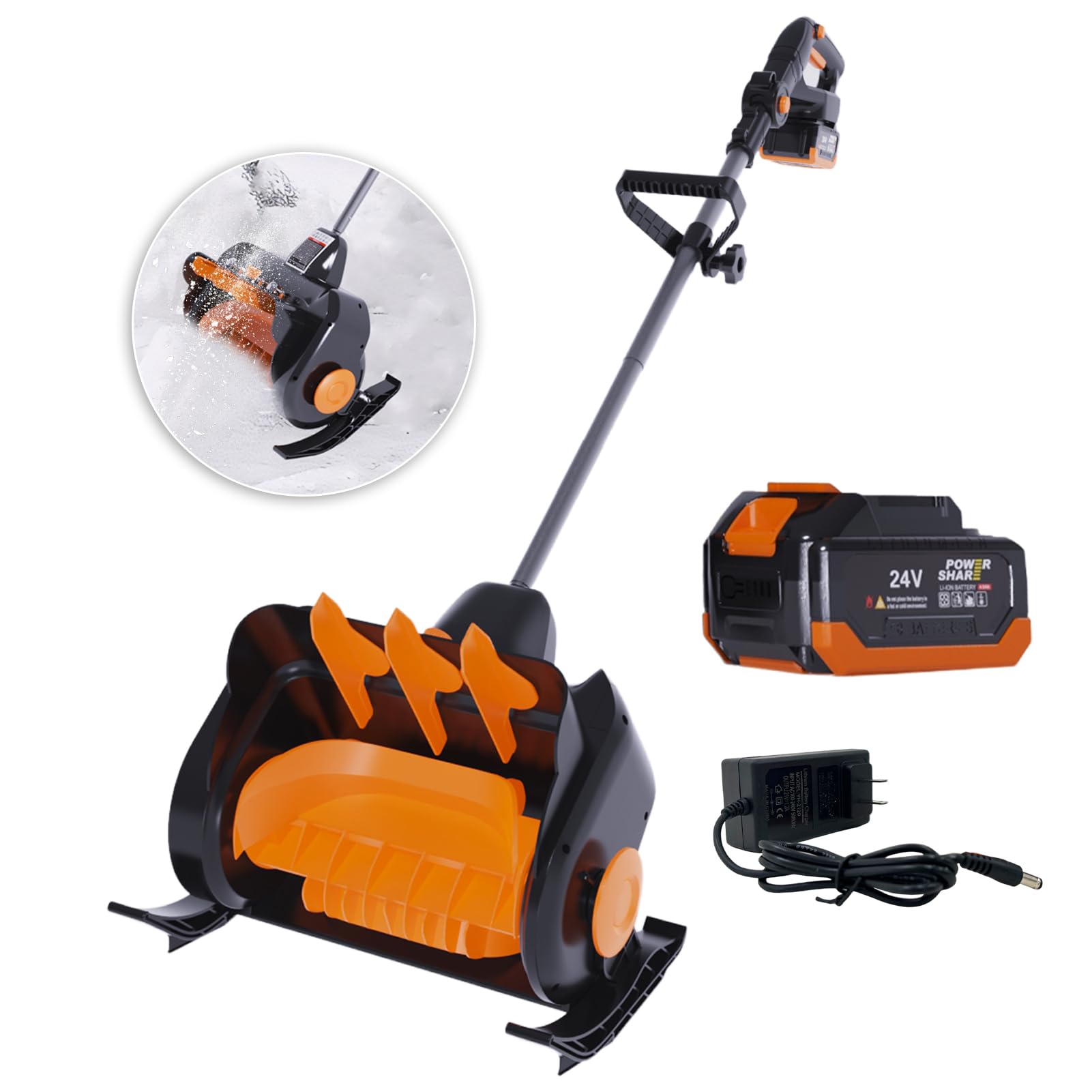 Amazon.com : Snow Blower Cordless, 24V/4Ah Li-Ion Battery Powered Snow ...