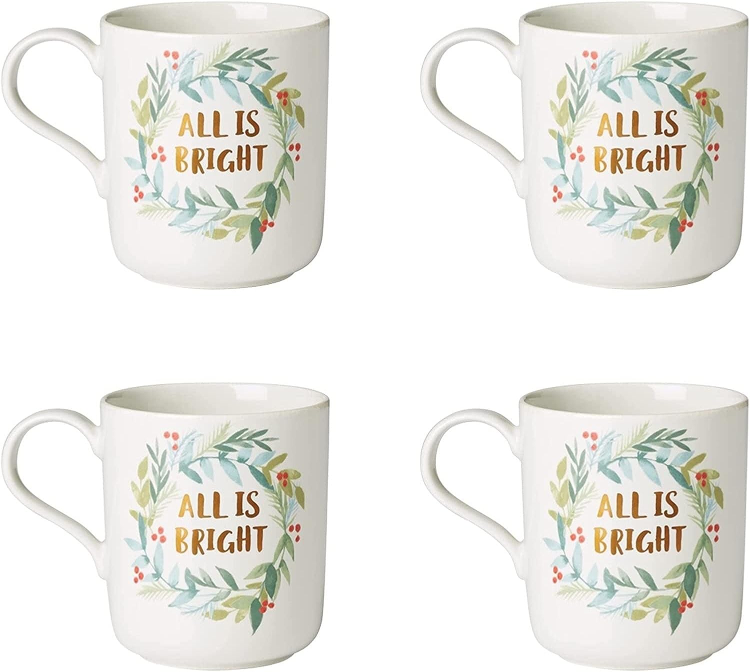 Amazon.com | Lenox 894197 French Perle Berry Mugs, Set of 4, Christmas ...