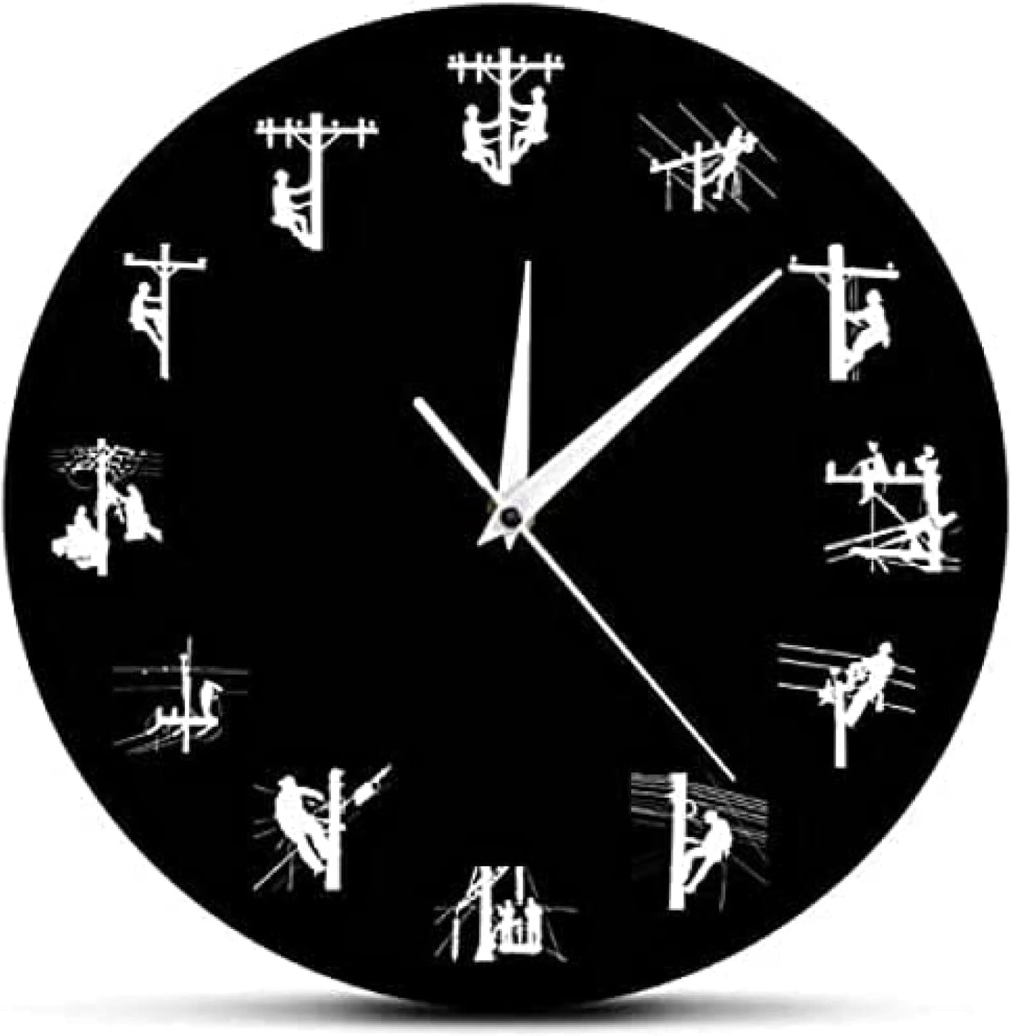 Amazon.com: Wall Clock Linemen Climbing Pole Restoring Power Silhouette ...